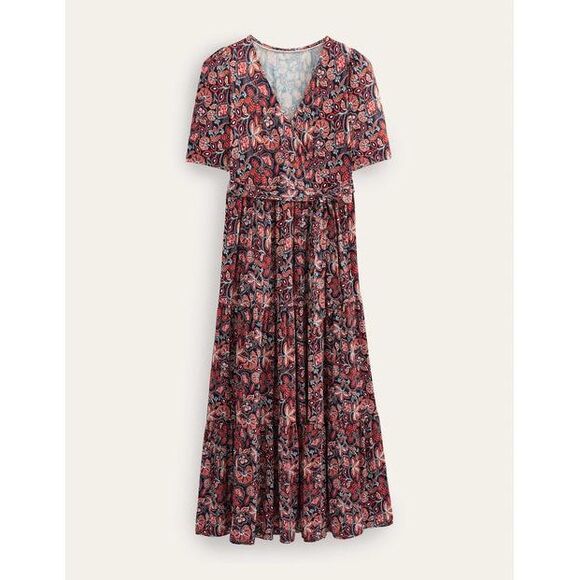 Boden | Dresses | Boden Floral Short Sleeve Tiered Wrapdress Jersey ...